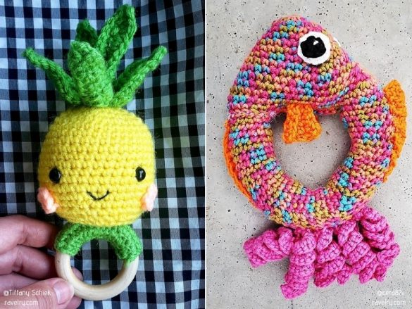 Super Colorful Baby Rattles with Free Crochet Patterns