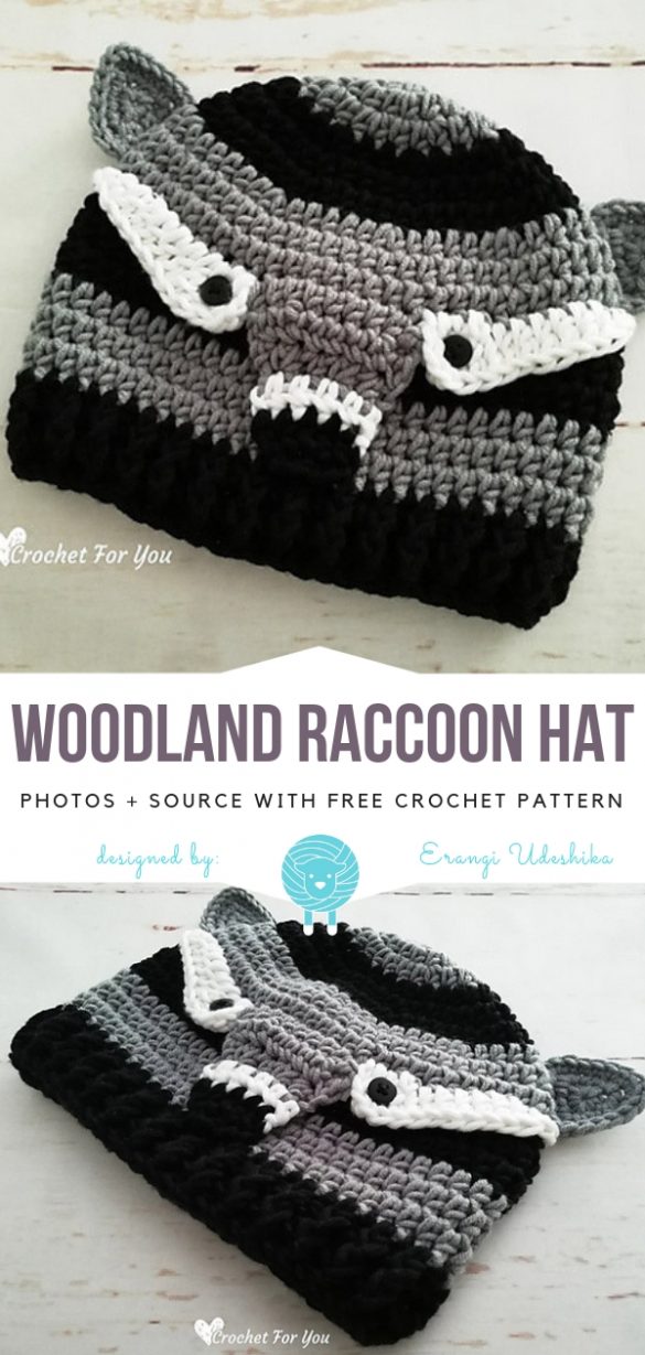 Woodland Raccoon Hat Free Crochet Pattern