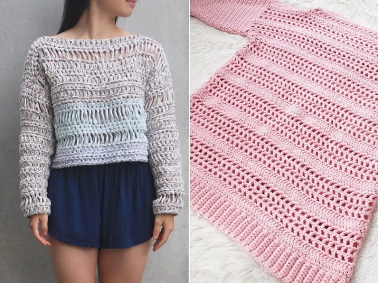 Awesome Mesh Spring Sweaters with Free Crochet Patterns