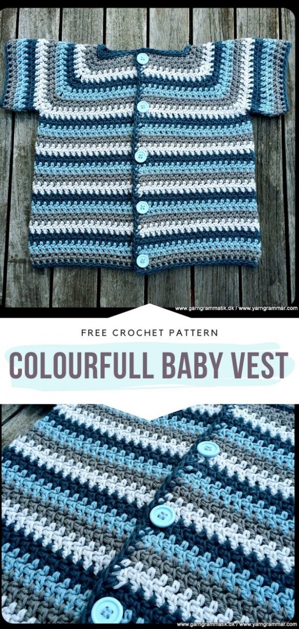 Colorful Baby Vests - Ideas and Free Crochet Patterns