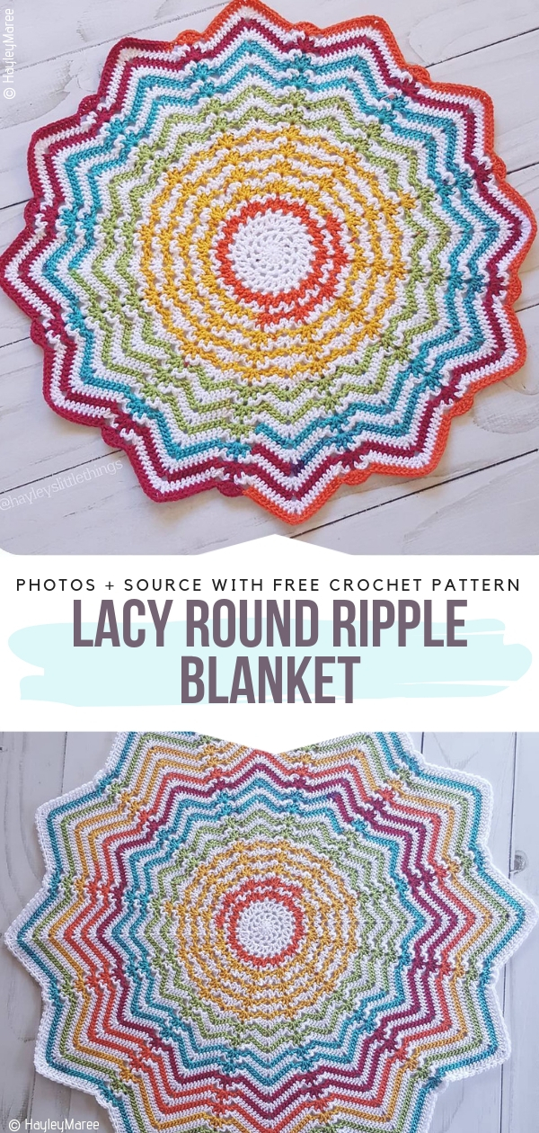 Round Ripple Blankets Free Crochet Patterns