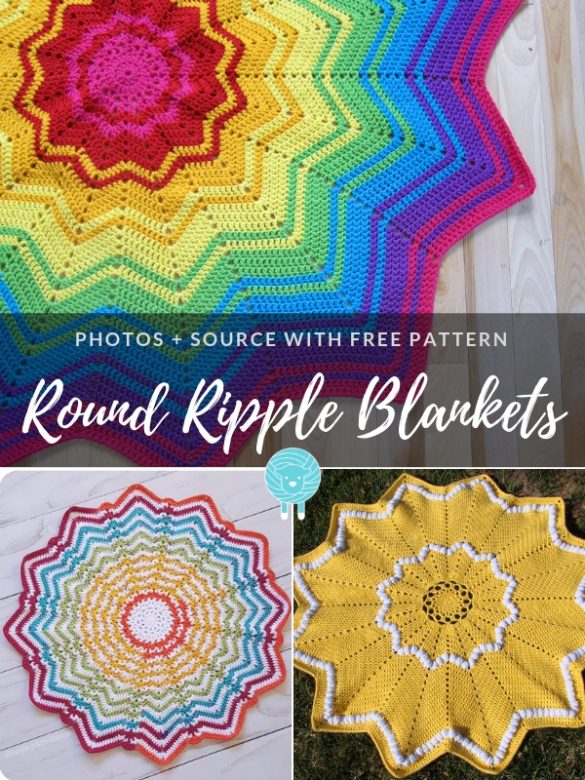 Round Ripple Blankets Free Crochet Patterns
