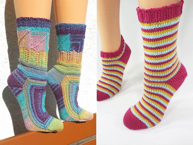 Colorful Knitted Socks Free Patterns