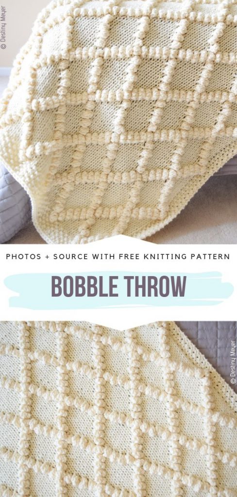 Bobble Stitch Knitted Blankets with Free Patterns