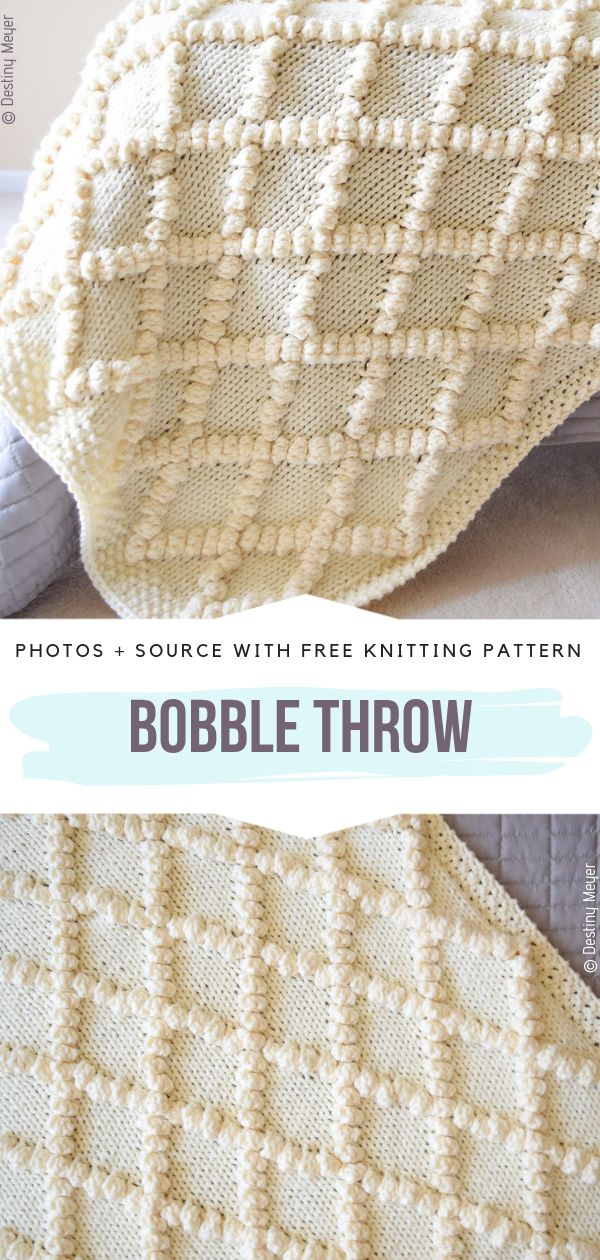 Bobble Stitch Knitted Blankets with Free Patterns