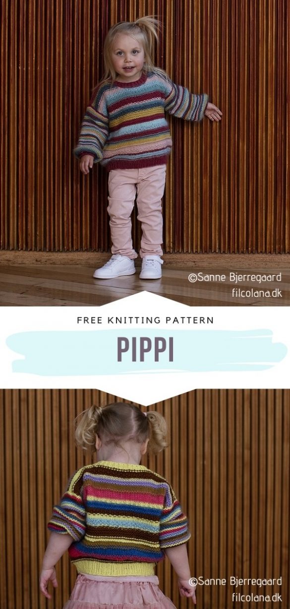 Stripy Knitted Sweaters for Kids with Free Patterns