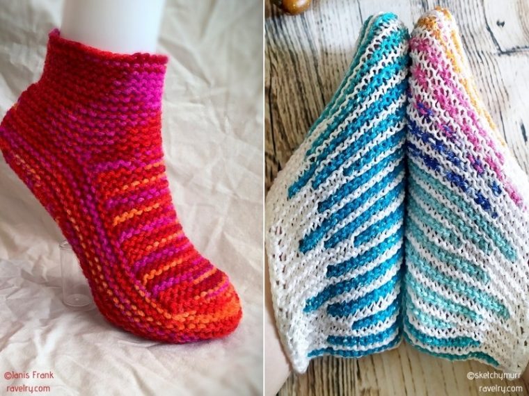 Colorful and Easy Knitted Slippers with Free Patterns