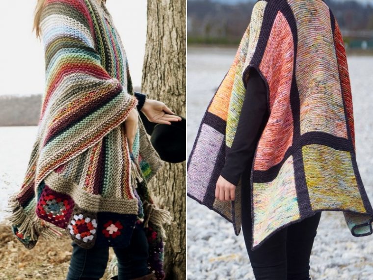 Oversized Multicolor Wraps - Free Knitting Patterns