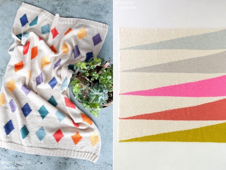Colorful Geometry Blankets with Free Knitting Patterns