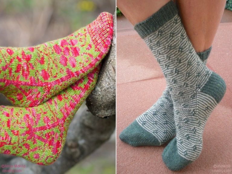 Spring Flowers Socks - Free Knitting Patterns