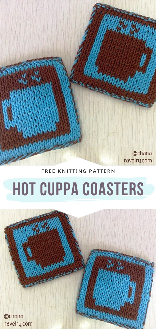 Simple Coasters for Coffee Lovers - Free Knitting Patterns