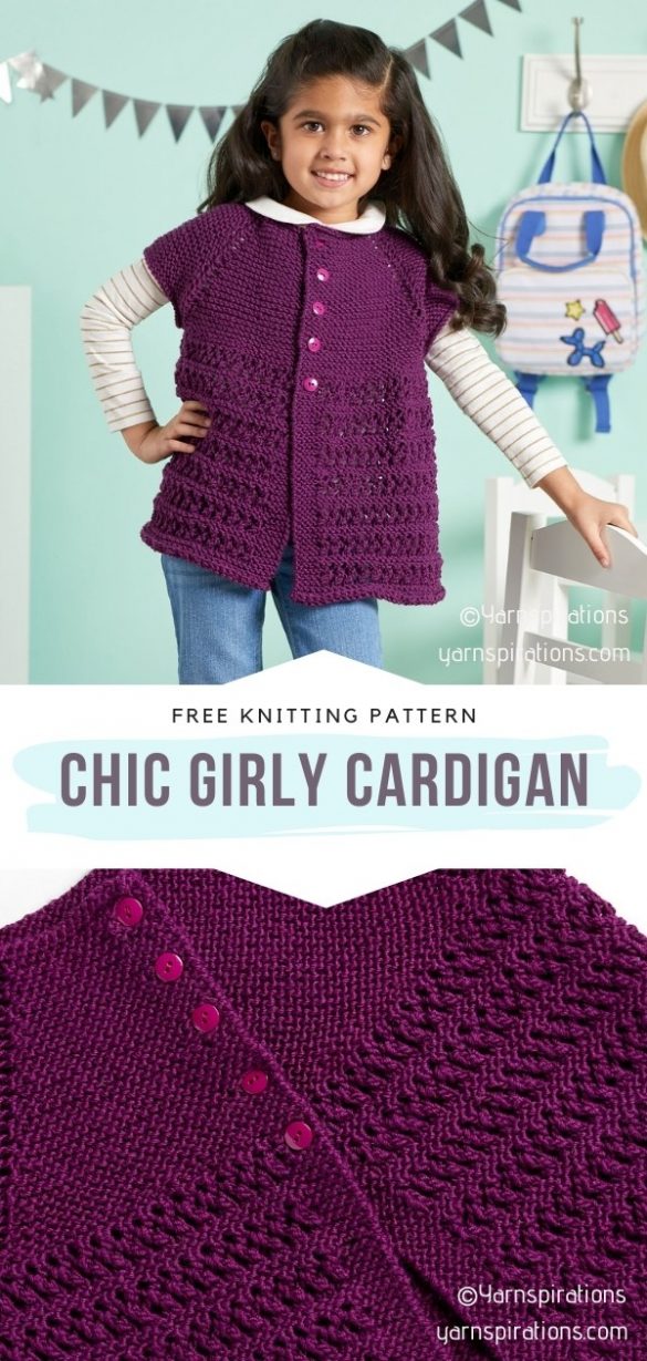 Chic Cardigans for Girls - Free Knitting Patterns