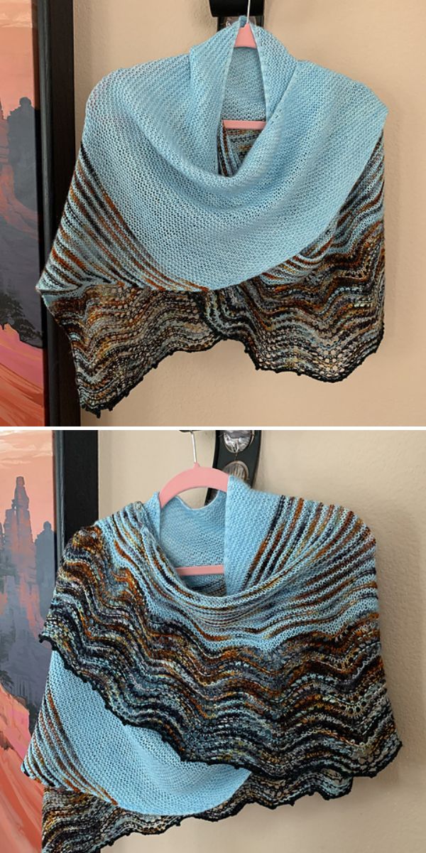 Dreamy Blue Wavy Shawls Free Knitting Patterns