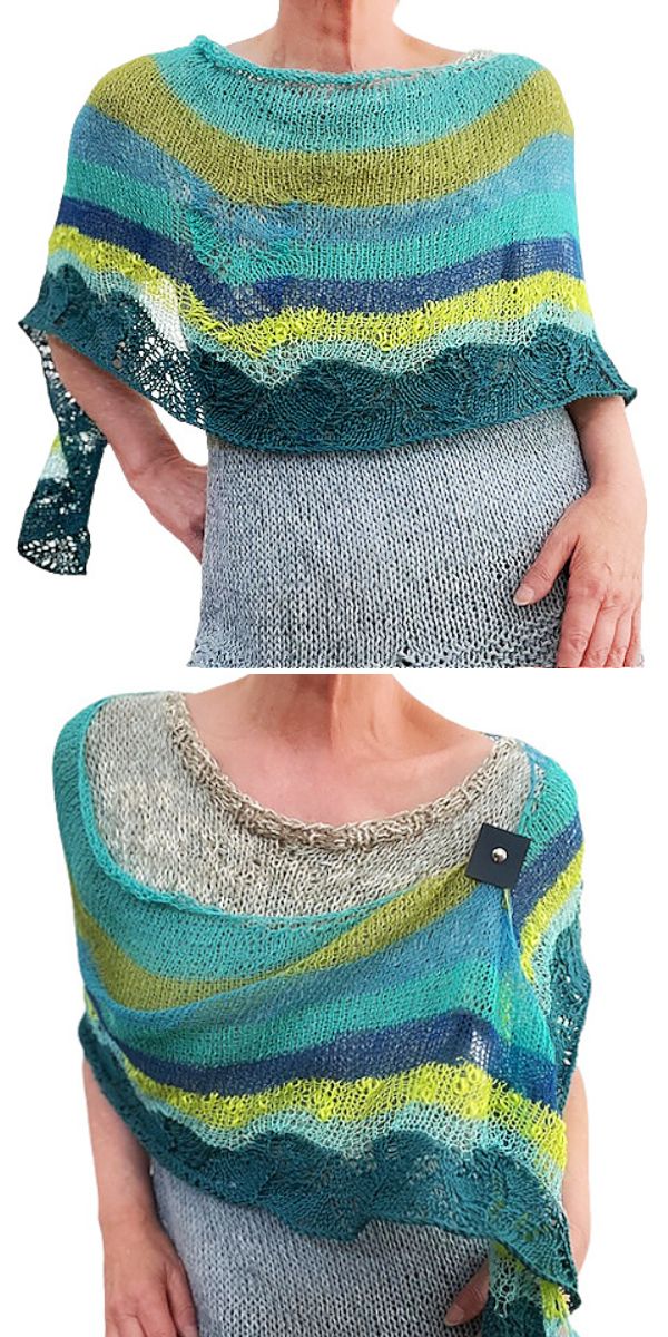 Dreamy Blue Wavy Shawls Free Knitting Patterns