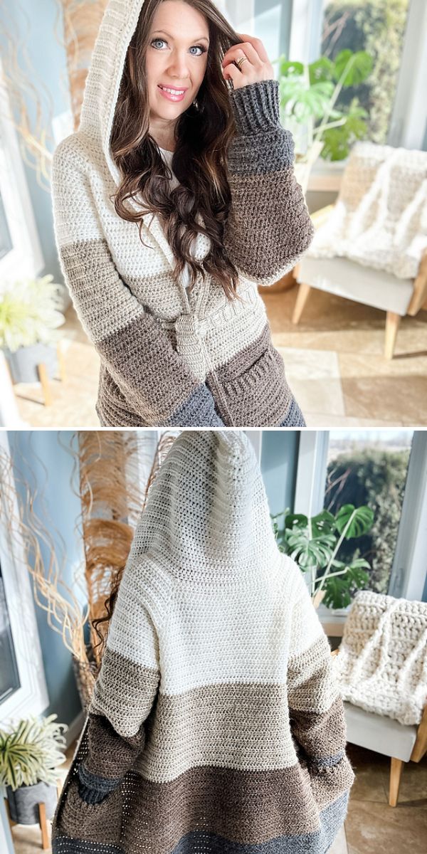 Comfortable Hooded Cardigan Free Crochet Patterns