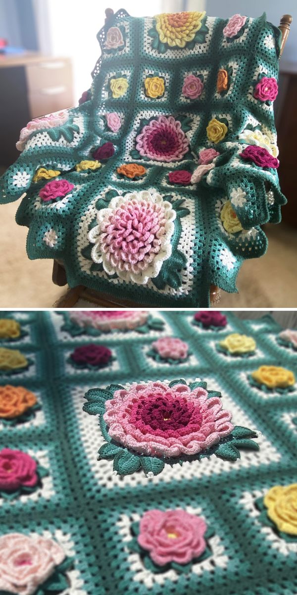 10 Stunning Crochet Flower Blankets - Free Patterns