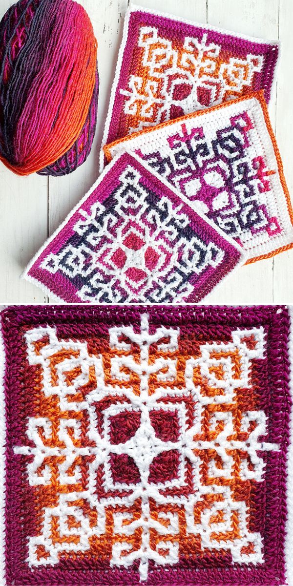 Colorful Mosaic Squares - Free Crochet Patterns