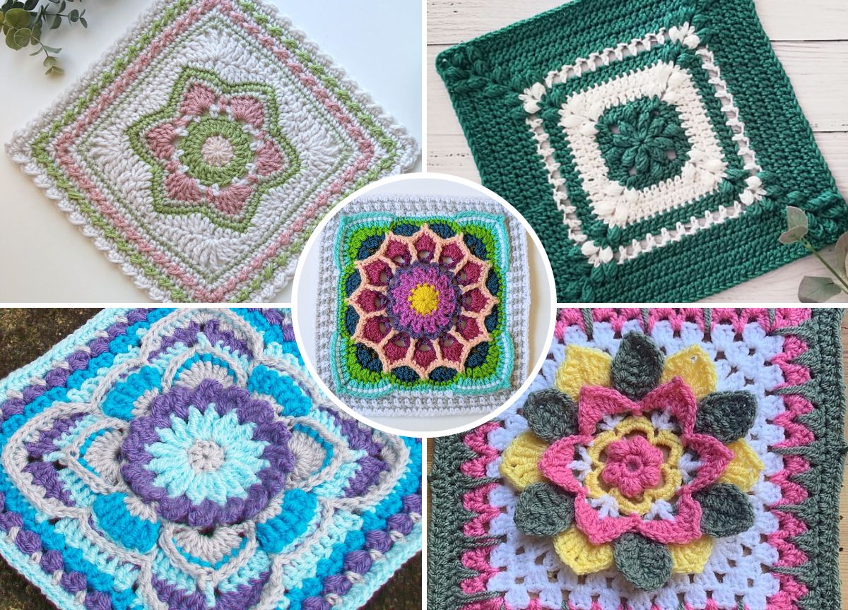 Floral Afghan Squares - Free Crochet Patterns
