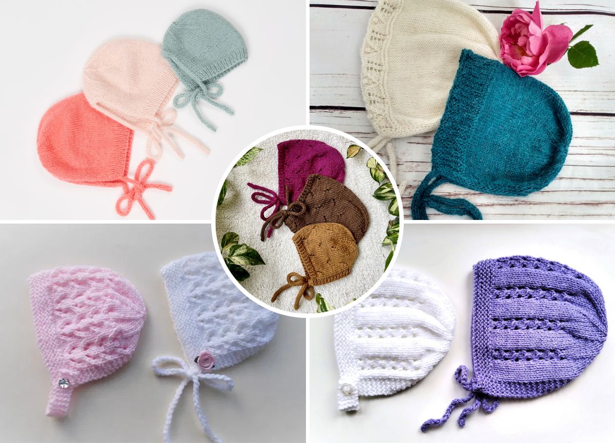 Adorable Newborn Baby Bonnets - Free Knitting Patterns
