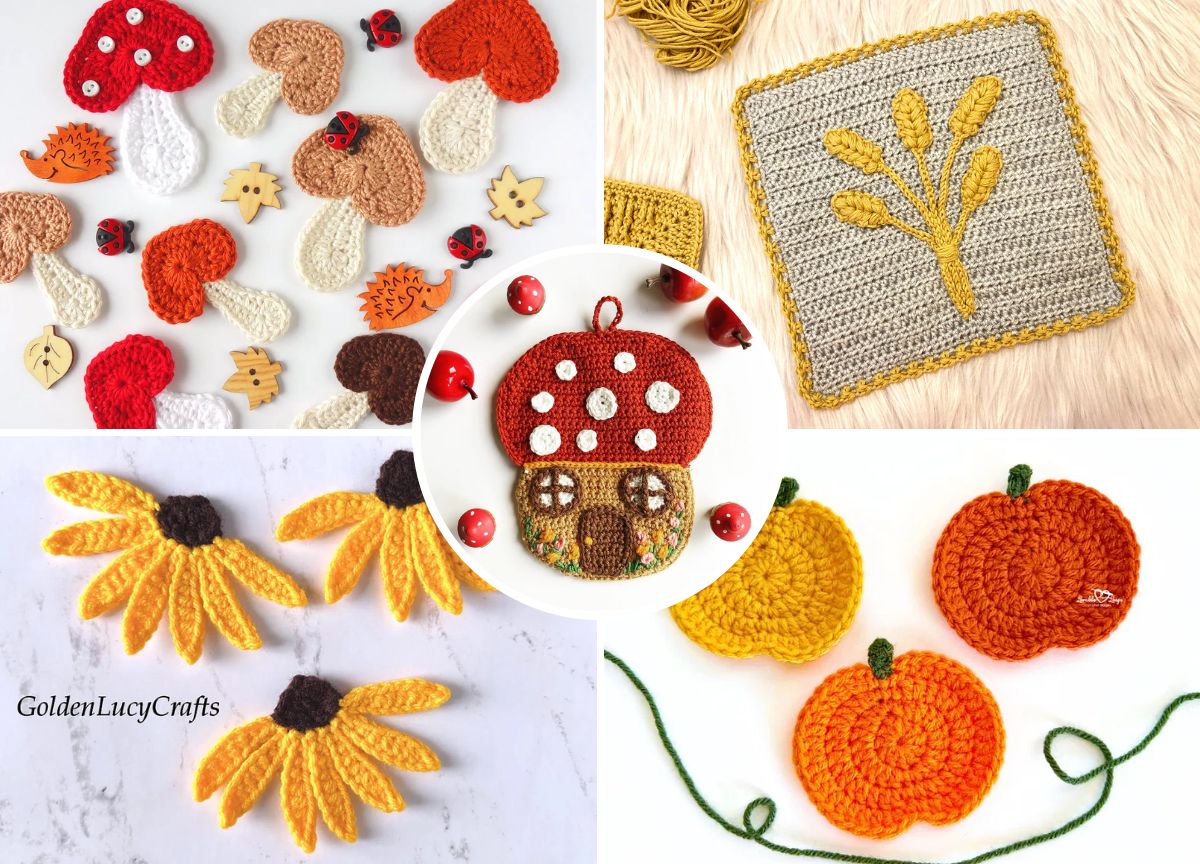 Crochet Fall Appliques - Free Patterns